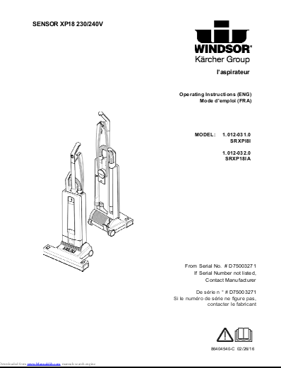 Windsor Sensor Vacuum XP18 | Windsor Sensor XP 18 Upright Vacuum ...